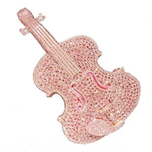 Tngan Women Mini Violin Evening Bag Sparkling Rhinestones Clutch Wedding Party Banquet Purse, Lignt Pink