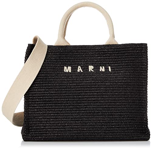 MARNI(マルニ) Women Tote Bag, Black+Natural, One Size