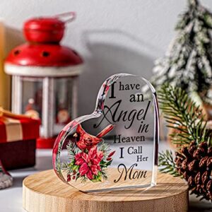 Red Memorial Cardinal Gift Sympathy Bereavement Gift Dad/Mom in Heaven Christmas Cardinal Memorial Gifts for Loss of Mom/Dad in Memory of Mom Gift Christmas in Heaven Remembrance Gifts (Mom)