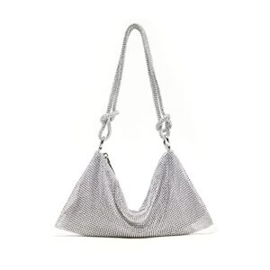 women rhinestone handbag chic evening purse shiny hobo bags silver