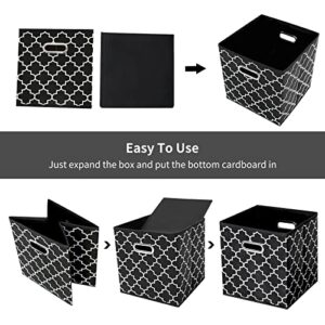 Yunkeeper 11 Inch Cube Storage Bins , Fabric Cube Organizer Bins with Handle, Foldable Cube Bins for Cloth or Accessary Storage, 11x11x11 Set of 3 (Black Light)