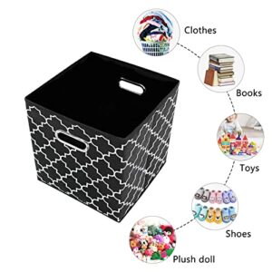 Yunkeeper 11 Inch Cube Storage Bins , Fabric Cube Organizer Bins with Handle, Foldable Cube Bins for Cloth or Accessary Storage, 11x11x11 Set of 3 (Black Light)