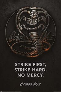 cobra kai – tv show poster (cobra emblem – strike first, strike hard. no mercy) (size: 24″ x 36″)