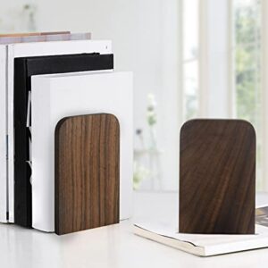 xiaokeis 2pcs wood book ends,decorative bookends for shelves,no skid black walnut book holder for home office school,l-shaped bookend perfect for books/dvd’s/cd’s/video games(black walnut)