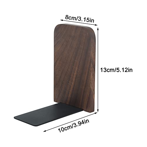 Xiaokeis 2Pcs Wood Book Ends,Decorative Bookends for Shelves,No Skid Black Walnut Book Holder for Home Office School,L-Shaped Bookend Perfect for Books/DVD's/CD'S/Video Games(Black Walnut)