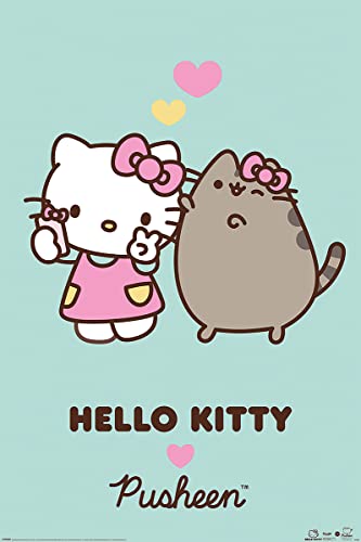 Hello Kitty Pusheen The Cat - Poster (Hearts) (Size: 24" x 36")