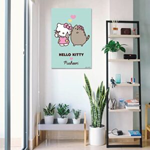 Hello Kitty Pusheen The Cat - Poster (Hearts) (Size: 24" x 36")