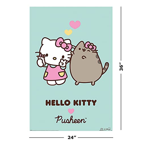 Hello Kitty Pusheen The Cat - Poster (Hearts) (Size: 24" x 36")