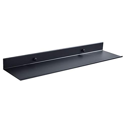 FHY Black Metal Wall Mounted Floating Shelves Ledge,Space Saving Rustproof Aluminum Bathroom Shelf Wall Mount Shelving Extra Strong Floating Shelves Storage Rack(60CM,Pack of 1pcs)