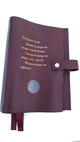 Burgundy Deluxe Triple NA Book Cover for The Basic Text (6th Ed), It Works, How and Why and Living Clean with Serenity Prayer and Medallion Holder.