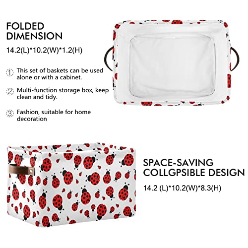 Wusikd Ladybug Storage Basket Set of 1 Large Fabric Funny Storage Basket Bins Box Cube with Handles Collapsible Closet Shelf Clothes Organizer Basket for Nursery Bedroom