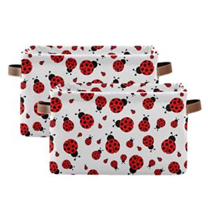 Wusikd Ladybug Storage Basket Set of 1 Large Fabric Funny Storage Basket Bins Box Cube with Handles Collapsible Closet Shelf Clothes Organizer Basket for Nursery Bedroom