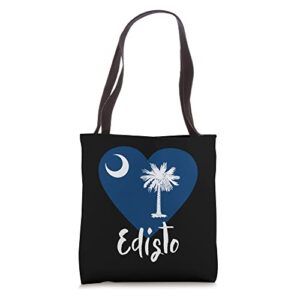 i love edisto island south carolina city sc flag heart tote bag