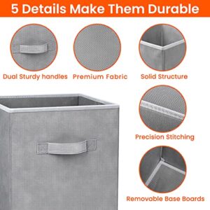 Storage Cubes, 11 Inch Cube Storage Bins (Set of 8), Fabric Collapsible Storage Bins with Dual Handles, Foldable Cube Baskets for Shelf, Closet Organizers and Storage Box (Grey)