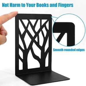 Black Metal Bookends, 3 Pairs Book Ends for Shelves, Book Stopper for Family, Office and School, Heavy Duty Book End, 4.7 x 3.6 x 7 Inch