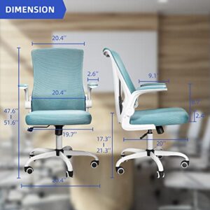 MUZII Ergonomic Office Chair, Computer Desk Chair Swivel Task Chair with Flip-up Arms and Adjustable Lumbar Support, Blue