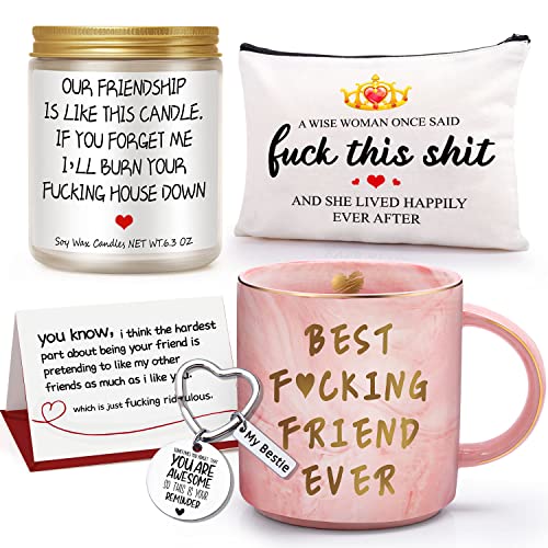 Birthday Gifts for Women Best Friends Friendship Gifts for Women Funny Gifts for Female BFF Female Bestfriend Bestie Lavender Scented Candles Coffee Mug Gifts for Friends Her Sister