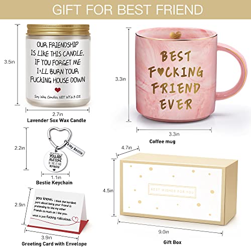 Birthday Gifts for Women Best Friends Friendship Gifts for Women Funny Gifts for Female BFF Female Bestfriend Bestie Lavender Scented Candles Coffee Mug Gifts for Friends Her Sister