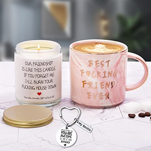 Birthday Gifts for Women Best Friends Friendship Gifts for Women Funny Gifts for Female BFF Female Bestfriend Bestie Lavender Scented Candles Coffee Mug Gifts for Friends Her Sister