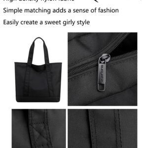 WUQI Soft Nylon Shoulder Tote Women Fashion Large Tote Shoulder Handbag Waterproof Shoulder Bag for Women Multi Pocket with Zipper (Brown)