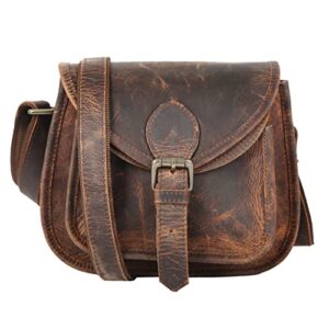 vintage crafts buffalo leather crossbody satchel ladies travel women shoulder bag genuine tote purse dark brown