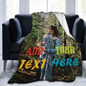 custom blanket personalized with 1-9 photos collage name text customized blankets，birthday souvenir gifts personalized throw blanket for father, mom, kids, dogs, friends or lover christmas 60″ x 50″