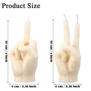 BBTO 2 Pieces Middle Finger Candles Hand Candles Victory Gesture Candle Teen Room Decor Candle Aesthetic Funny White Candle for Office, House, Room Supplies and Decorations