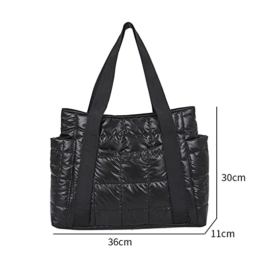 YFGBCX Puffy Tote Bag for Women Quilted Puffer Handbag Lightweight Winter Down Cotton Padded Shoulder Bag Down Padding Handbag for Office, Travel, School