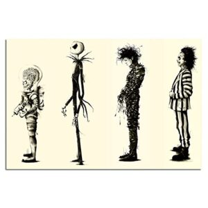 linking tim burton movie beetlejuice edward scissorhands movie canvas art wall prints room decor 16inchx24inch