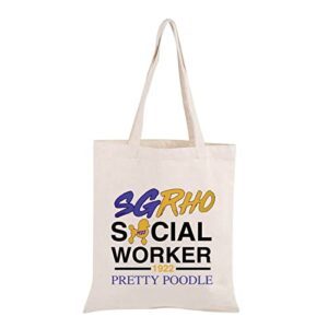 pwhaoo sgrho social worker 1922 pretty poodle shopping bag sgrho sorority sister tote bag (sgrho social worker tb)