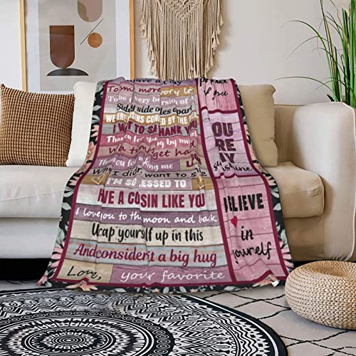 to My Cousin Throw Blanket Cousin Gifts for Women Valentine's Day Birthday Gifts Blankets for Cousin Soft Warm for Fall Winter Spring 50"x60"