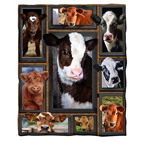 ChriHome Flannel Blanket 3D Young Cow Super Soft Plush Throw Blanket Warm Sofa Couch Travel Bedding Blankets Comfy Bedspread Home Decor Blanket (90'' x 70'')