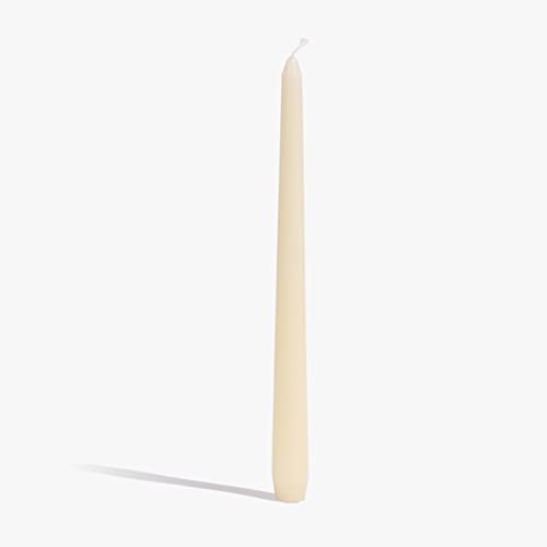 Ivory Taper Candles - Unscented Dripless Long Candles Bulk - Candle Sticks Long Burning 8 Hours - For Candlesticks, Dinner Table, Vigil, Advent, Christmas, Thanksgiving, Kwanzaa - 12 Pack,10 Inch Tall