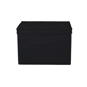 Household Essentials Wide Fabric Storage Bins with Lids, Black, Set of 2