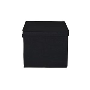 Household Essentials Wide Fabric Storage Bins with Lids, Black, Set of 2