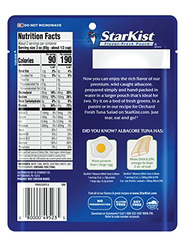 Starkist Wild Caught Albacore White Tuna In Water, 6.4 Oz Pouch