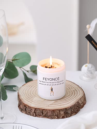 Engagement Gifts for Couples, Feyonce Newly Engaged Gift for Bride, He Put A Ring On it Candle, Vanilla&Lavender Scented Candles with Crystal