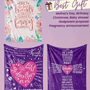 InnoBeta Godmother Gifts, Fairy Godmom Proposal Gift Bed Flannel Plush Blankets for Women, Friends, Sister, Aunt (50"x 65") for Birthday, Christmas, Mother's Day - Purple Heart