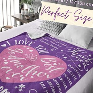 InnoBeta Godmother Gifts, Fairy Godmom Proposal Gift Bed Flannel Plush Blankets for Women, Friends, Sister, Aunt (50"x 65") for Birthday, Christmas, Mother's Day - Purple Heart