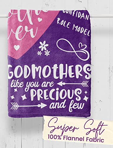 InnoBeta Godmother Gifts, Fairy Godmom Proposal Gift Bed Flannel Plush Blankets for Women, Friends, Sister, Aunt (50"x 65") for Birthday, Christmas, Mother's Day - Purple Heart