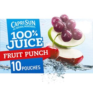 capri sun 100% juice fruit punch naturally flavored juice blend, 10 ct box, 6 fl oz pouches