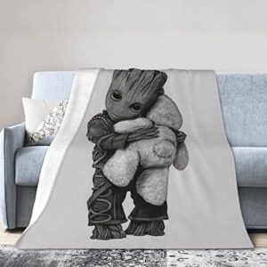 cifeprak throw bear groot blanket for bed warm cozy flannel fleece lightweight plush blankets and throws for couch sofa for kids and adults – 40″x50″