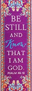 Psalm 46:10 - Bookmark-Purple, Be Still and Know That I am God, Traditional Turkish Cloth Carpet Woven Bookmark