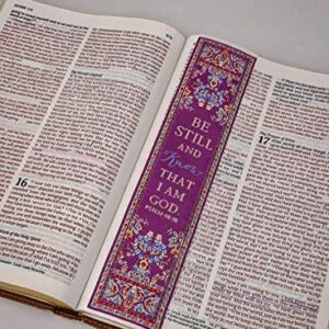 Psalm 46:10 - Bookmark-Purple, Be Still and Know That I am God, Traditional Turkish Cloth Carpet Woven Bookmark