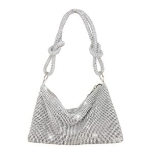 rhinestone purse for women chic bling evening handbag shiny hobo bag sparkly shoulder bag for party wedding dinner