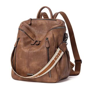 cluci leather backpack purse for women travel backpack purse convertible fashion ladies large casual daypack brown