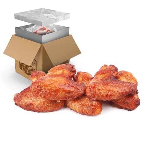 Grumpy Butcher Large Chicken Wings Fully Cooked (5 lb bag, 2 bags) | Juicy & Crispy Frozen Chicken Wings | Seasoned & Roasted Chicken Wings Family Pack | Premium Poultry Breed, No Added Preservatives