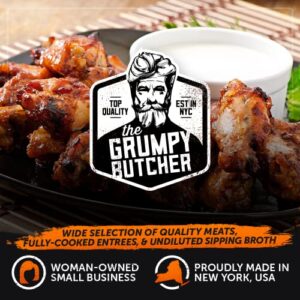 Grumpy Butcher Large Chicken Wings Fully Cooked (5 lb bag, 2 bags) | Juicy & Crispy Frozen Chicken Wings | Seasoned & Roasted Chicken Wings Family Pack | Premium Poultry Breed, No Added Preservatives