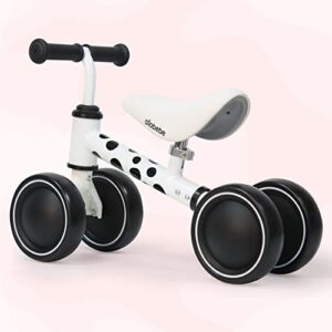 allobebe Baby Balance Bike for 1 Year Old, Toddler First Balance Bike, No Pedal Infant 4 Wheels Baby Walker First Birthday Gift, Mini Bike for 12-24 Months, Spotty Dog