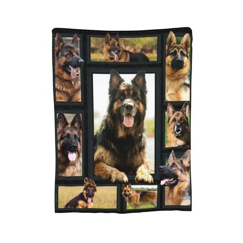 Smart Black Brown German Shepherd Dog Lovely Printed Ultra-Soft Throw Blanket Home Decorative Blanket for Living Room Bed Sofa